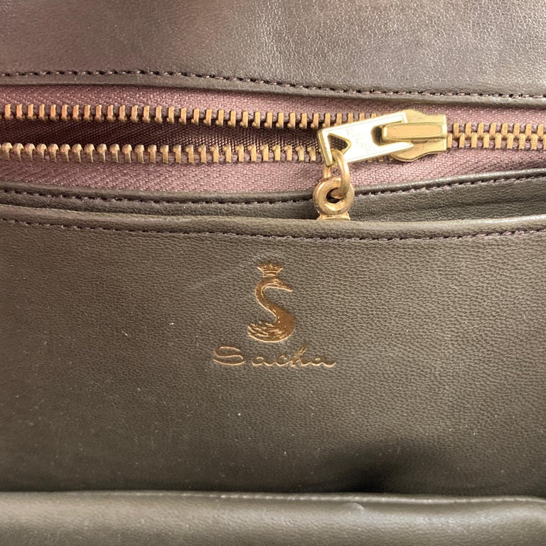 Vintage SACHA Brown Textured Alligator Leather Handbag For Sale at 1stDibs
