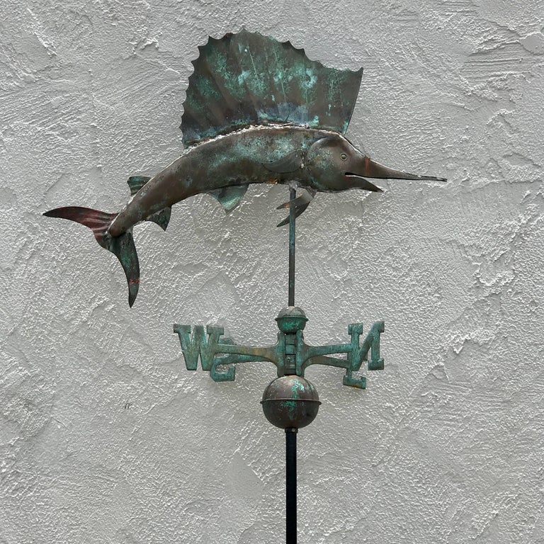 Vintage Sailfish Copper Weather Vane at 1stDibs