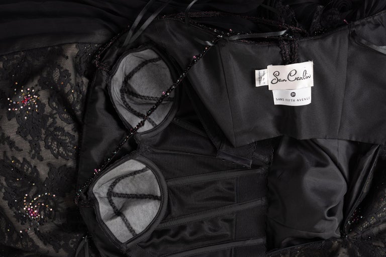 Vintage Sam Carlin Saks Fifth Avenue Black Lace Gown For Sale at 1stDibs