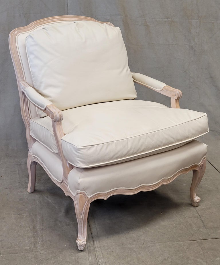 Vintage Sam Moore Custom Ivory Leather French Bergere Chairs, a Pair ...