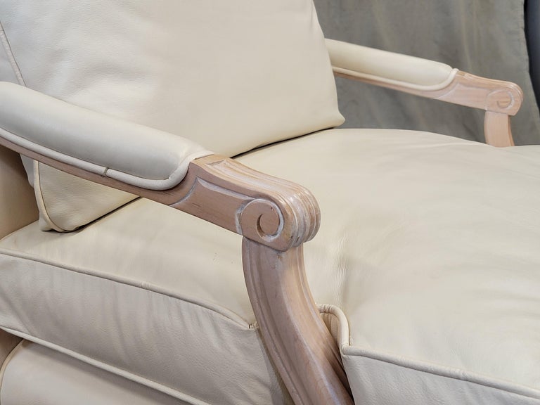 Vintage Sam Moore Custom Ivory Leather French Bergere Chairs, a Pair ...