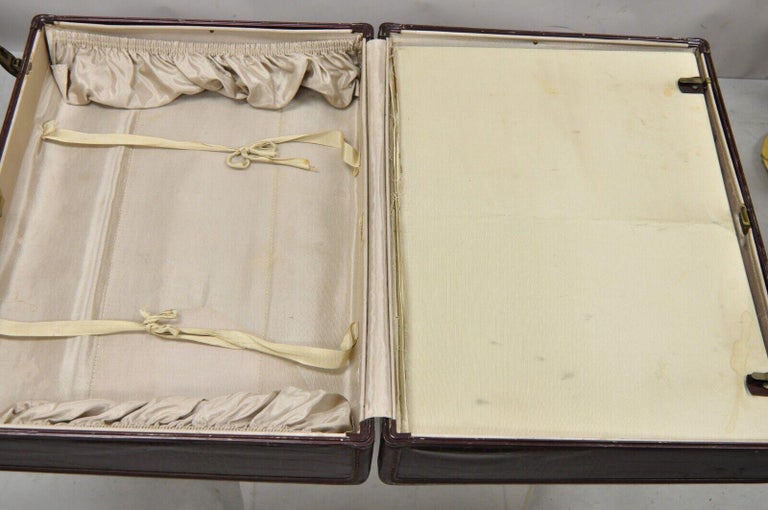 Vintage Samsonite Brown Leather Alligator Embossed Suitcase Luggage For ...