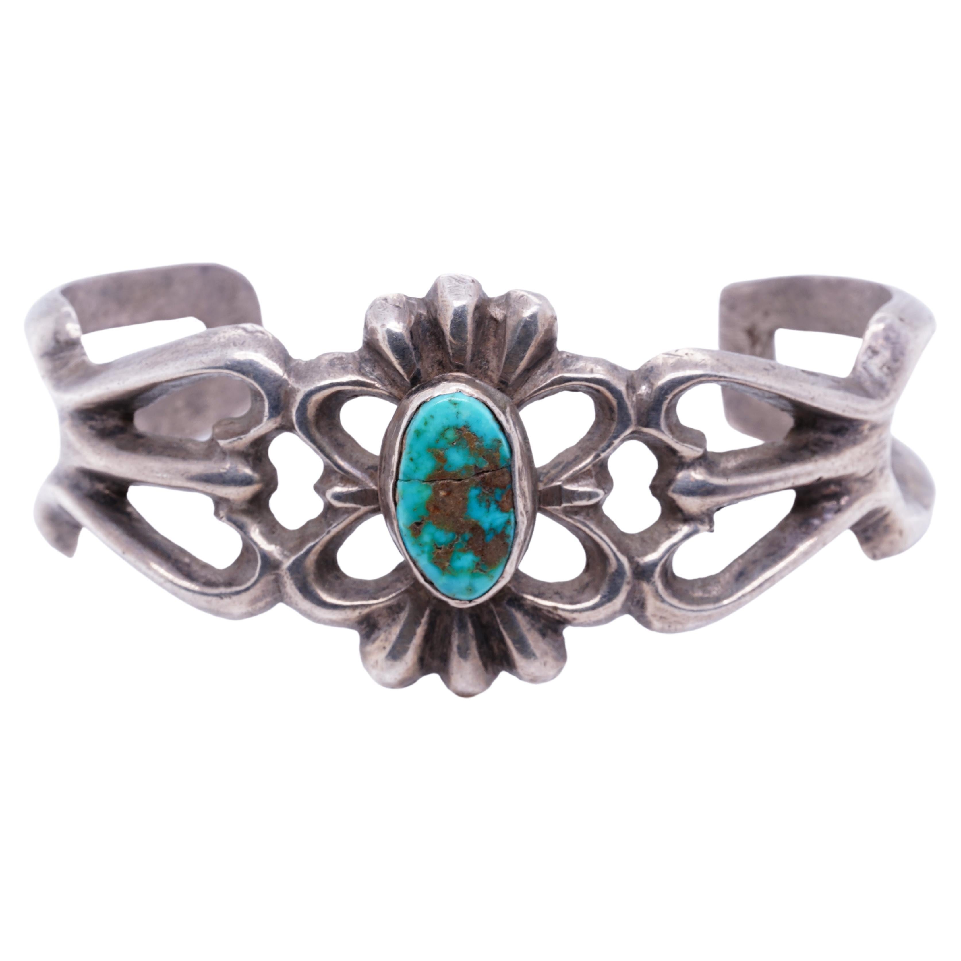 Vintage Native American 925 Sterling Silver and Turquoise Signed Cuff ...
