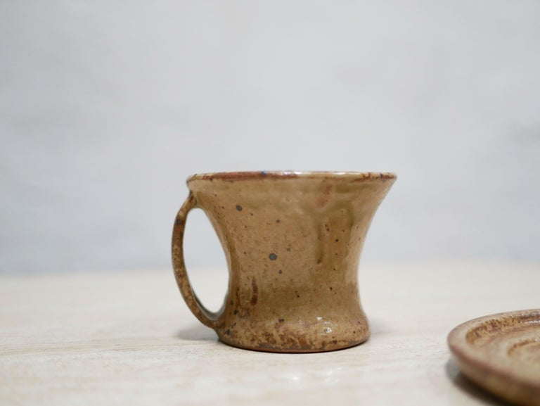 Vintage sandstone cup and saucer For Sale at 1stDibs