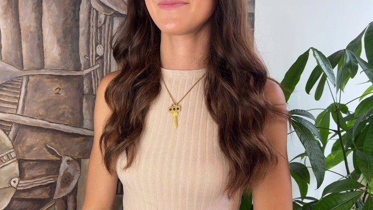 Vintage Sapphire 14 Karat Yellow Gold Key Cable Chain Necklace For Sale ...