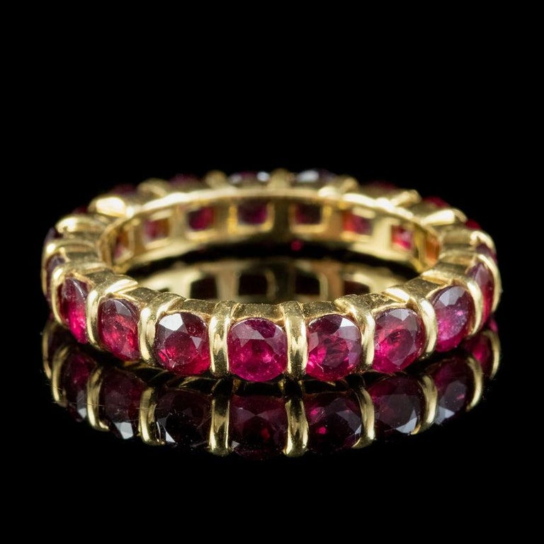 Vintage Sapphire, Emerald, Ruby Eternity Ring Set Hennell Box For Sale ...
