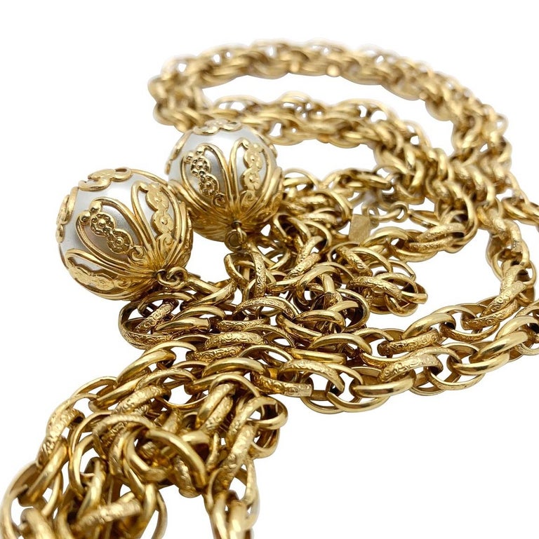 vintage Sarah Coventry pearl and filigree chain lariat 1960s For Sale ...