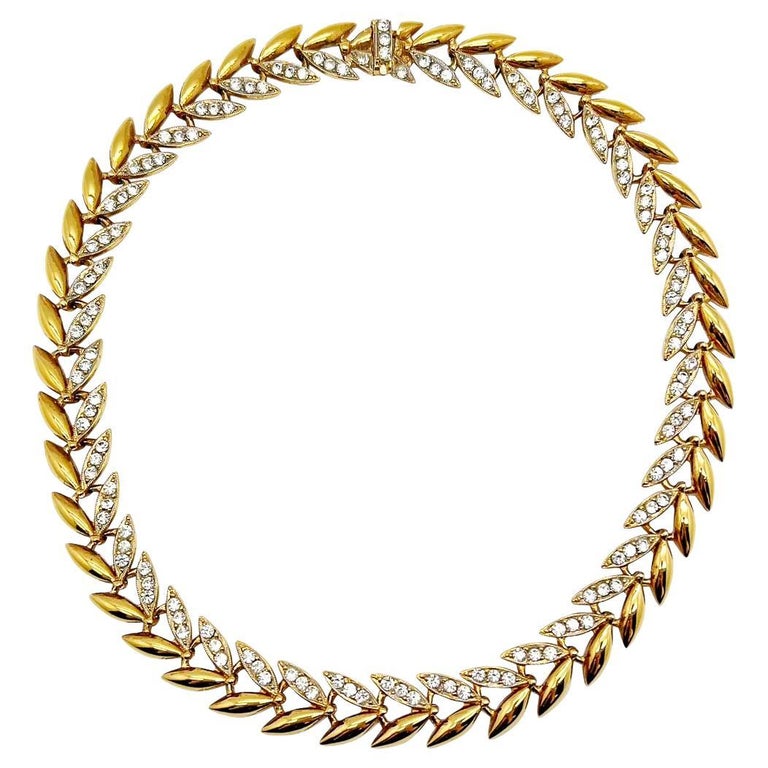 Vintage Sardi Crystal Leaf Collar 1980s For Sale at 1stDibs