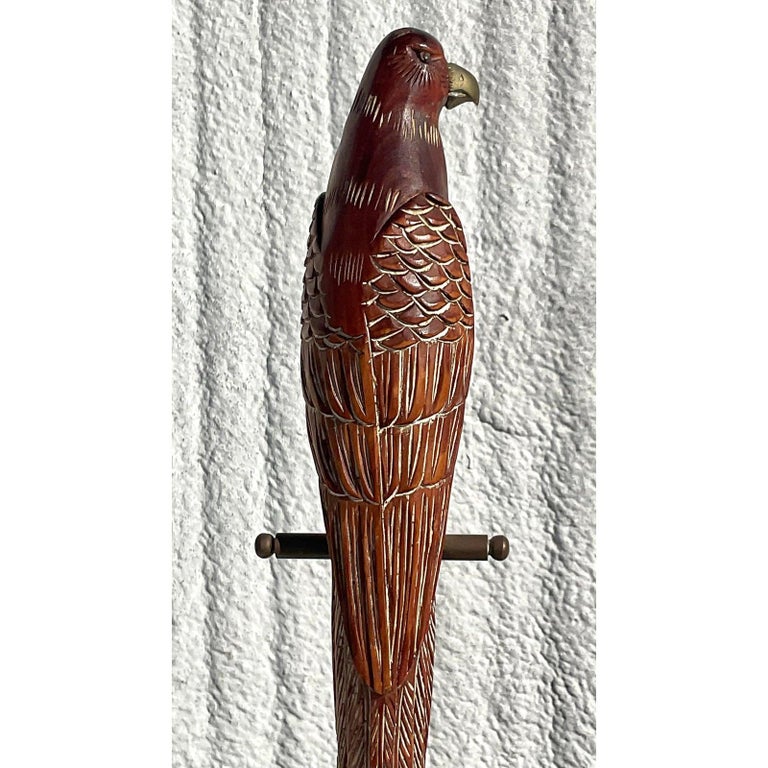 Vintage Sarreid Carved Limed Wood Parrots on Stand, a Pair at 1stDibs