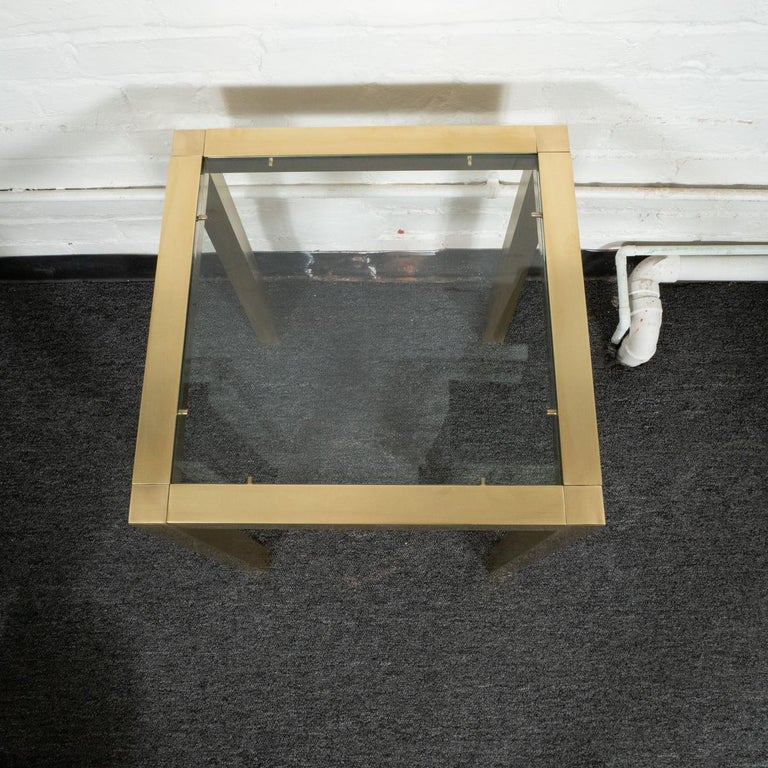 Vintage Satin Finish Brass Side Table For Sale at 1stDibs