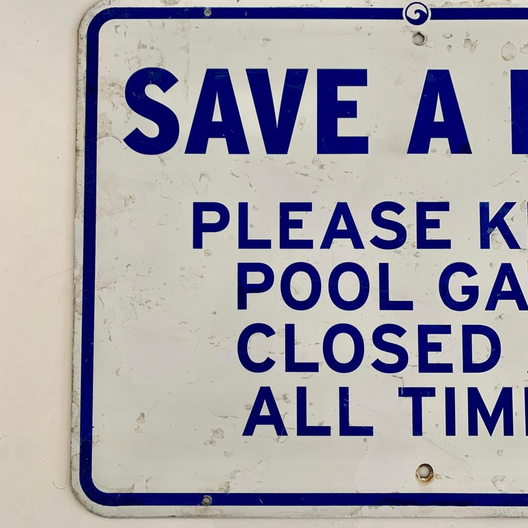 Vintage SAVE A LIFE Swimming Pool Sign For Sale at 1stDibs | vintage ...