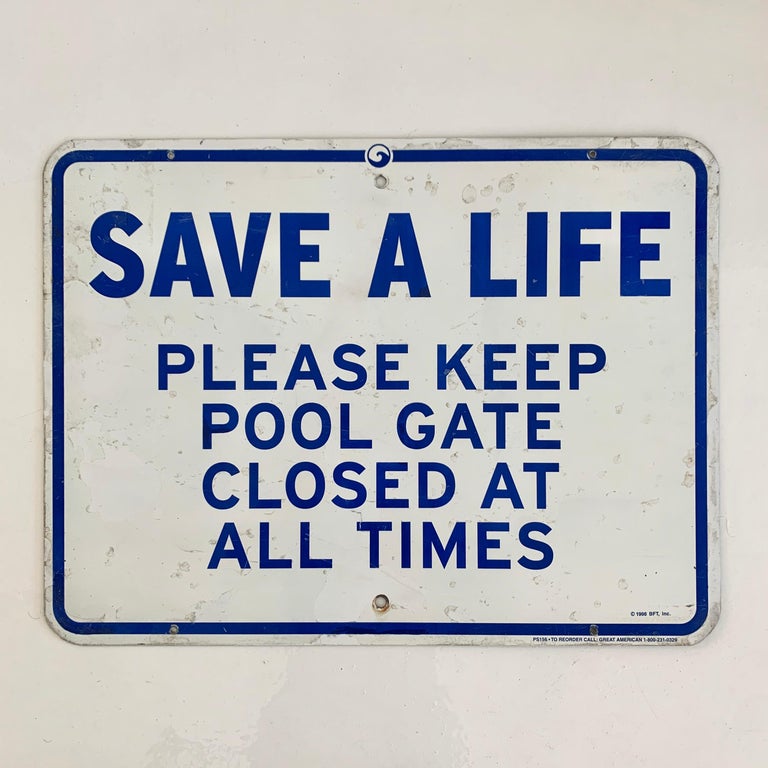 Vintage SAVE A LIFE Swimming Pool Sign For Sale at 1stDibs | vintage ...