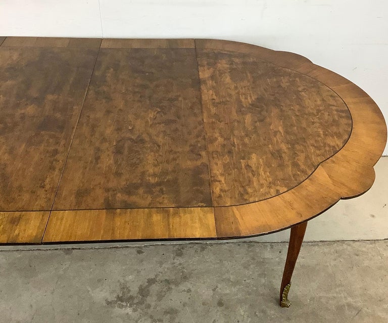 Vintage Scalloped Edge Dining Table with Two Leaves For Sale at 1stDibs