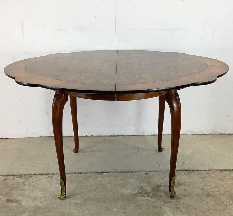 Vintage Scalloped Edge Dining Table with Two Leaves For Sale at 1stDibs