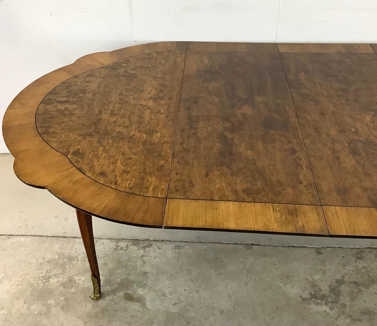 Vintage Scalloped Edge Dining Table with Two Leaves For Sale at 1stDibs
