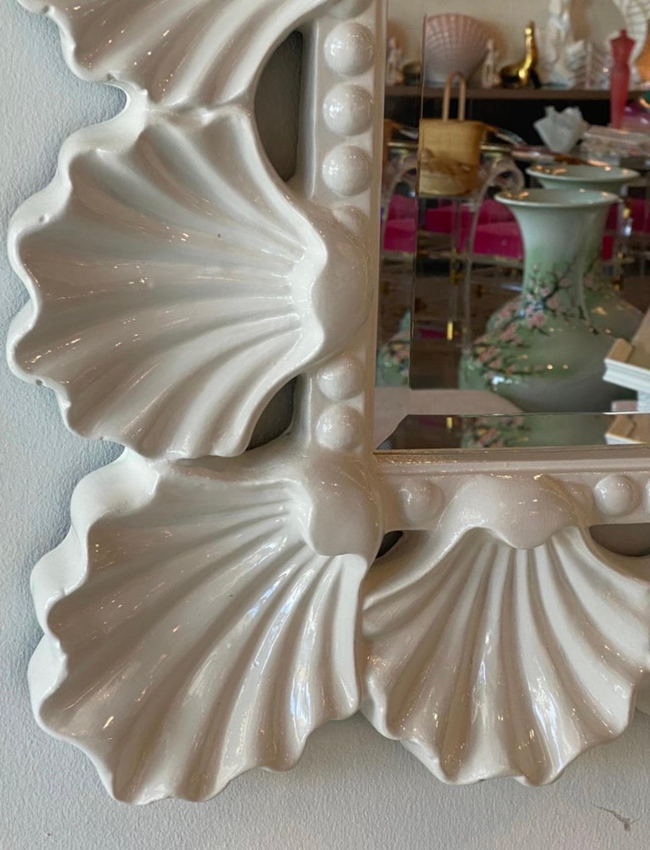 Vintage Scalloped Seashell Shell Palm Beach Soft White Lacquered Wall ...