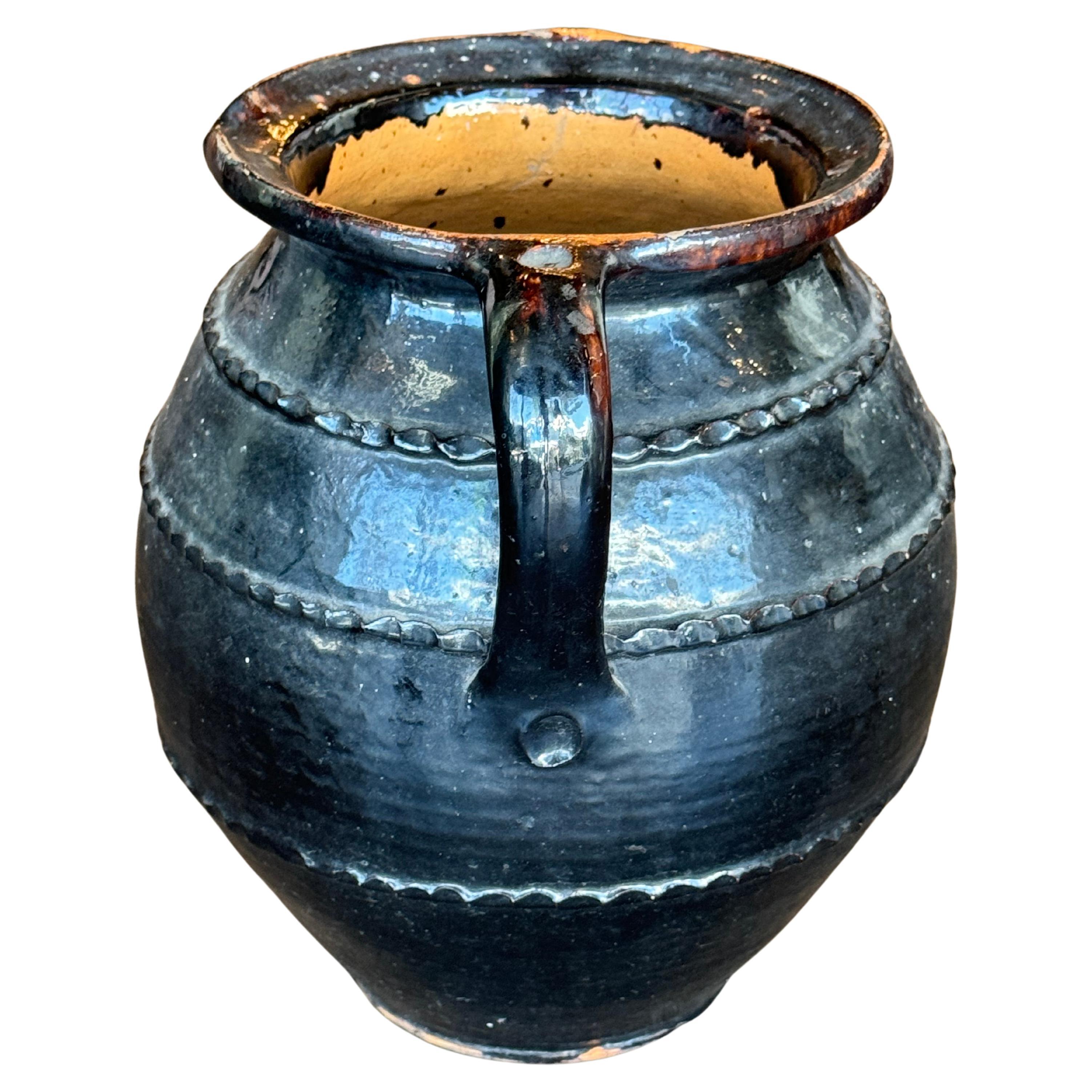 Vintage Scandanavian Glazed and Hand-Grooved Earthenware Pot For Sale ...