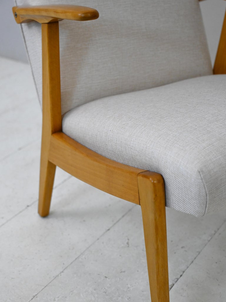 Vintage Scandinavian Armchair with Headrest For Sale at 1stDibs