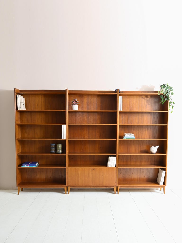 Vintage Scandinavian Bookcase / Three Modules For Sale at 1stDibs