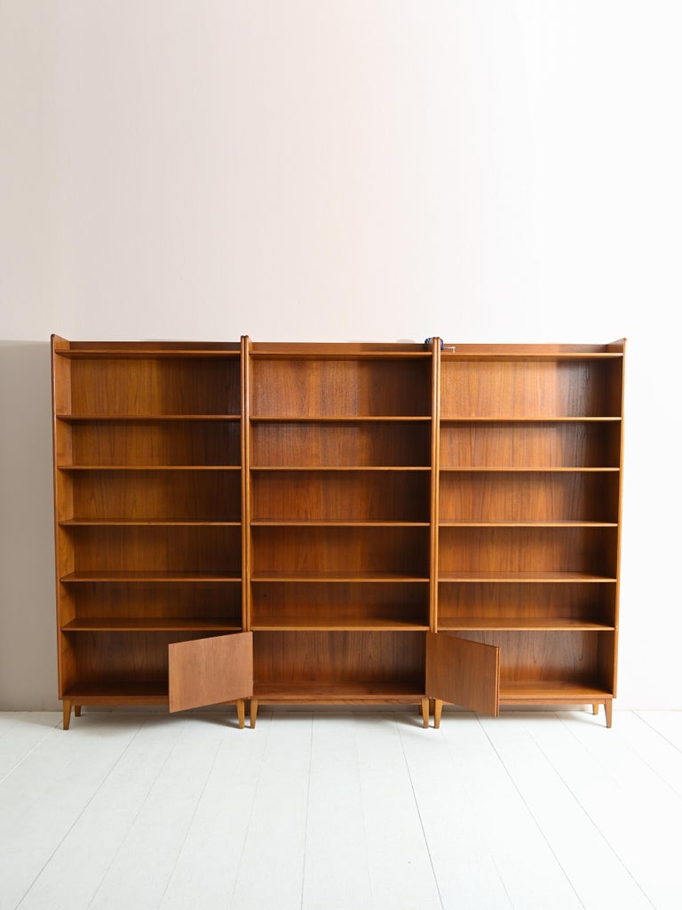 Vintage Scandinavian Bookcase / Three Modules For Sale at 1stDibs