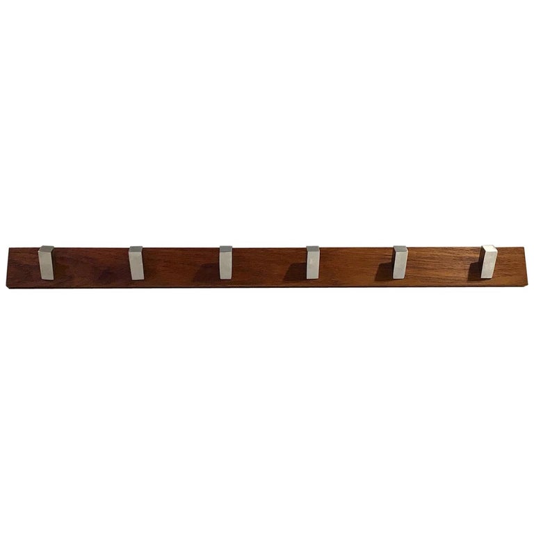 Vintage Scandinavian Minimalist Teak Coat Rack at 1stDibs