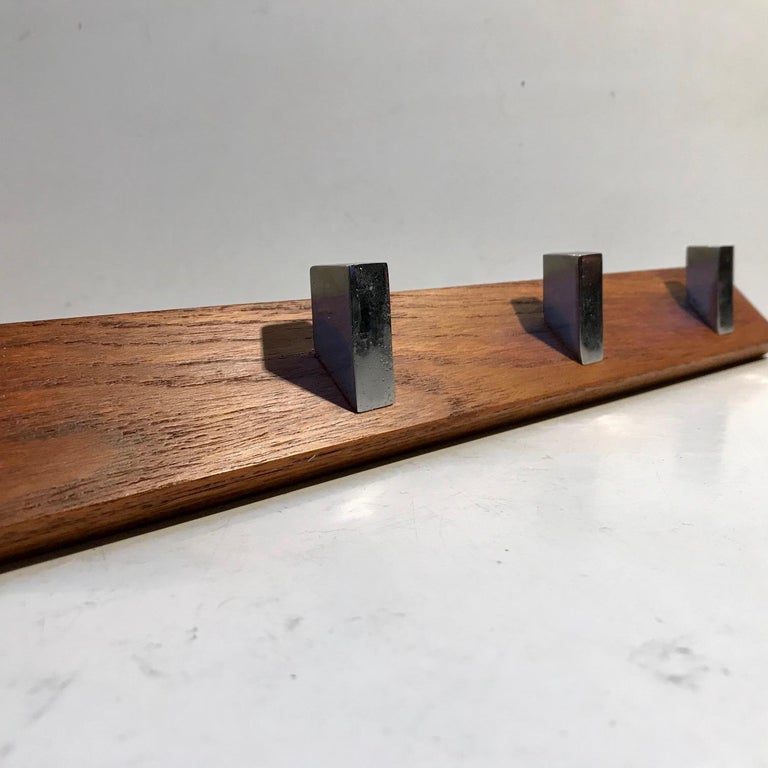 Vintage Scandinavian Minimalist Teak Coat Rack at 1stDibs