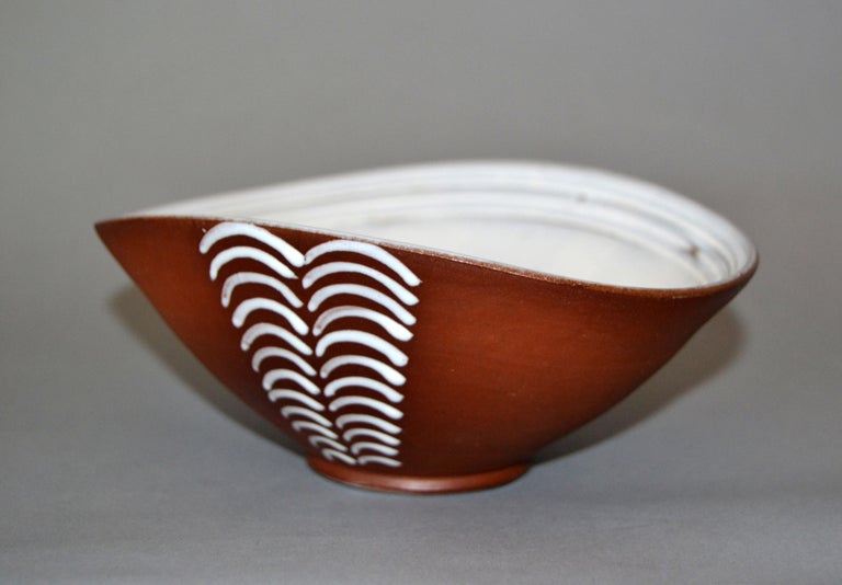 Vintage Scandinavian Modern Art Pottery Decorative Bowl in Brown and ...