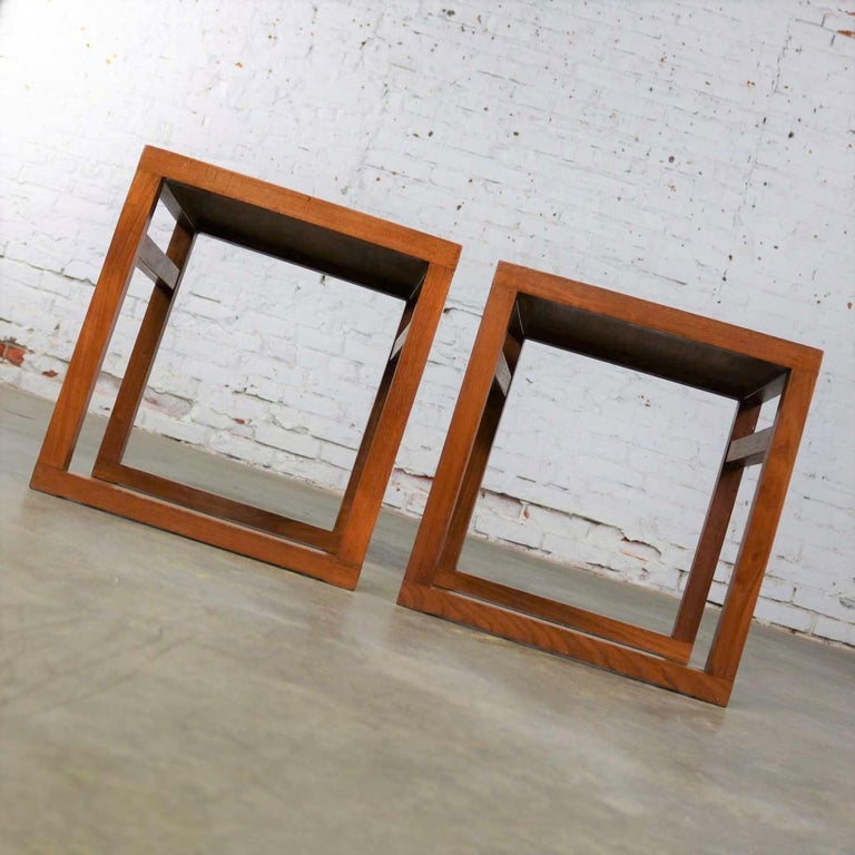 Vintage Scandinavian Modern Pair of Square Open Cube Side Tables in ...
