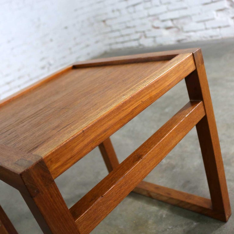 Vintage Scandinavian Modern Pair of Square Open Cube Side Tables in ...