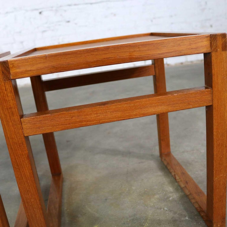 Vintage Scandinavian Modern Pair of Square Open Cube Side Tables in ...