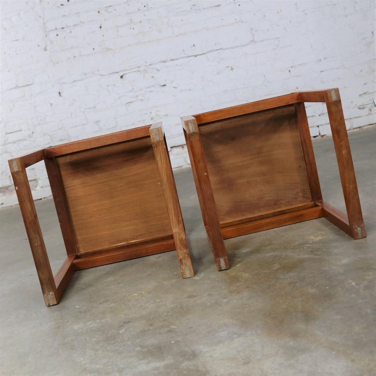 Vintage Scandinavian Modern Pair of Square Open Cube Side Tables in ...