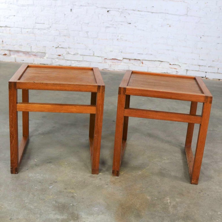 Vintage Scandinavian Modern Pair of Square Open Cube Side Tables in ...