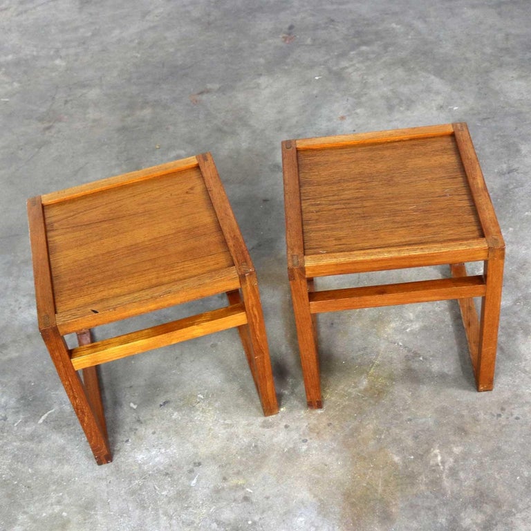 Vintage Scandinavian Modern Pair of Square Open Cube Side Tables in ...