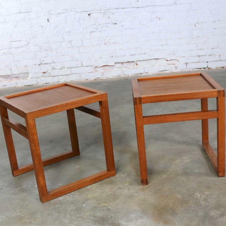 Vintage Scandinavian Modern Pair of Square Open Cube Side Tables in ...