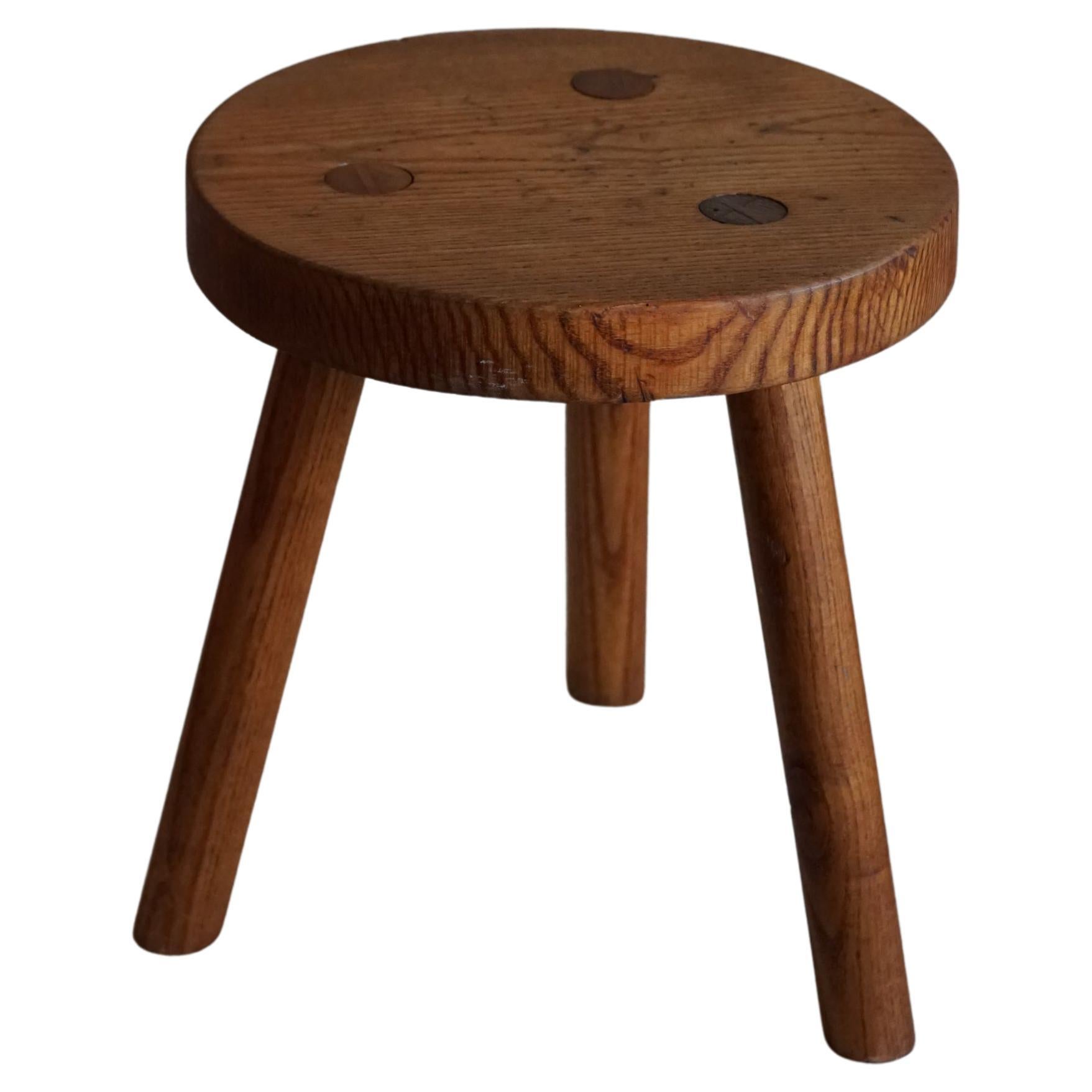 Mid-Century Modern Scandinavian Stool in Cane and Teak at 1stDibs