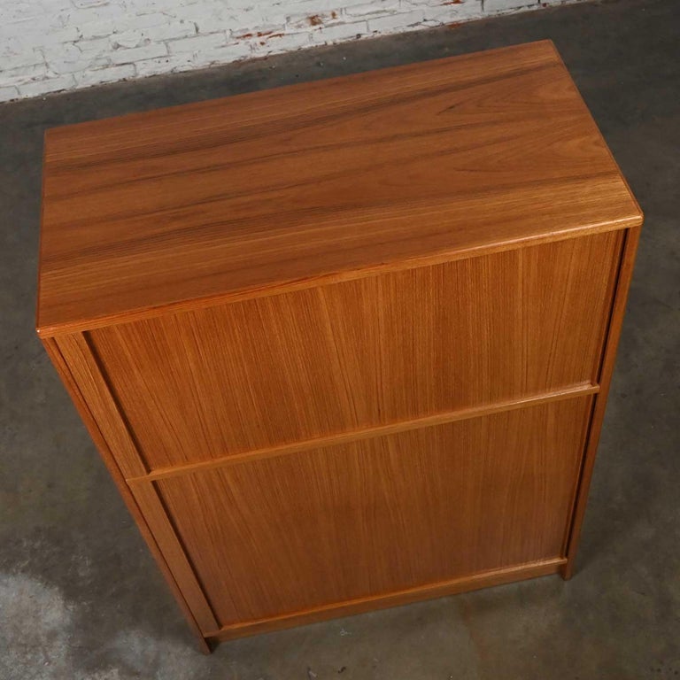 Vintage Scandinavian Modern Teak Double Vertical Tambour Door Gentlemen ...