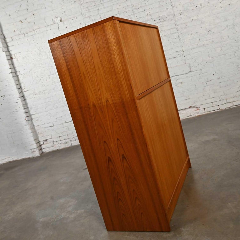 Vintage Scandinavian Modern Teak Double Vertical Tambour Door Gentlemen ...
