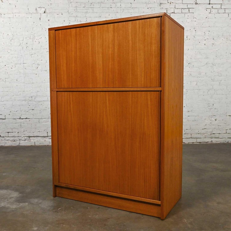 Vintage Scandinavian Modern Teak Double Vertical Tambour Door Gentlemen ...