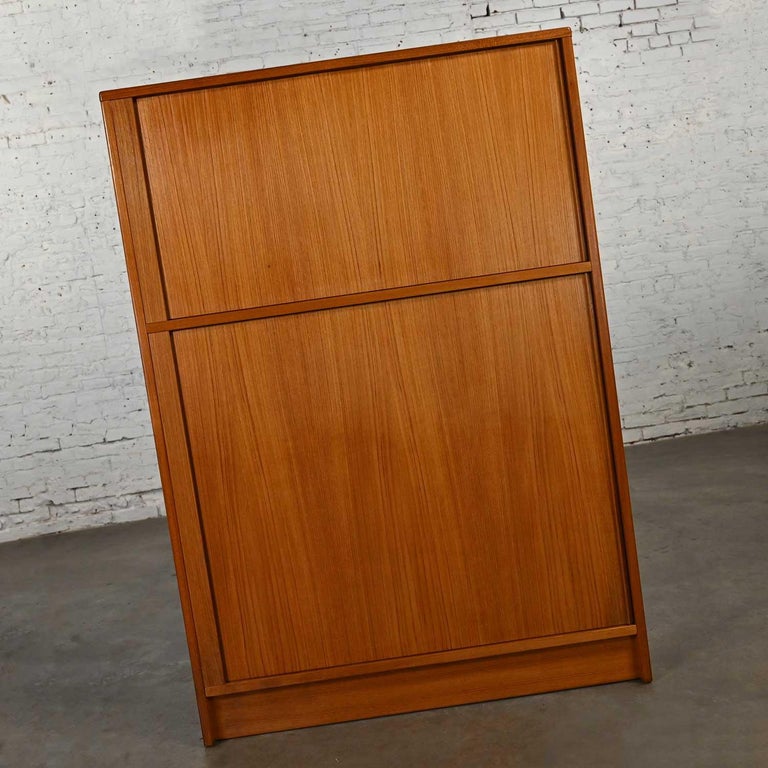 Vintage Scandinavian Modern Teak Double Vertical Tambour Door Gentlemen ...