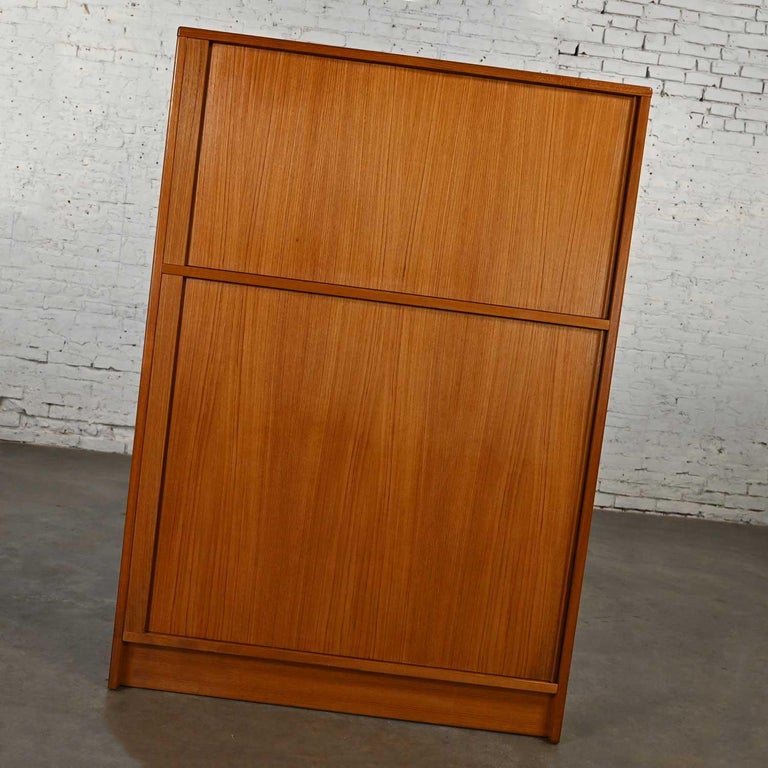 Vintage Scandinavian Modern Teak Double Vertical Tambour Door Gentlemen ...