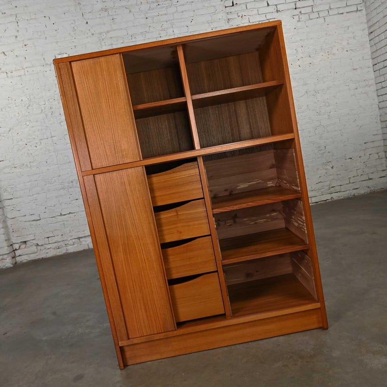 Vintage Scandinavian Modern Teak Double Vertical Tambour Door Gentlemen ...