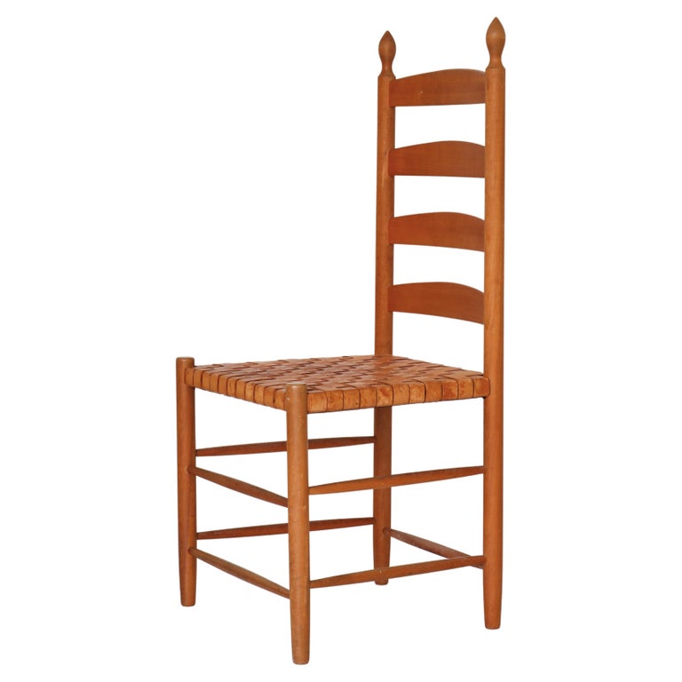 Vintage Scandinavian Shaker Chair in Beech and Leather Seat, Denmark ...