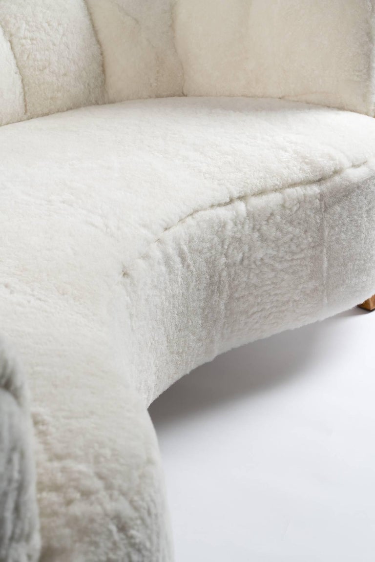 Vintage Scandinavian Sofa with Shearling Upholstery at 1stDibs