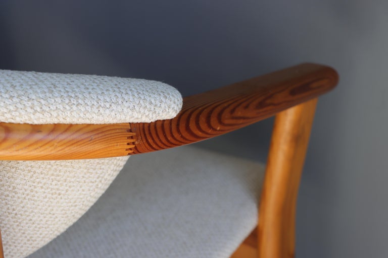 Vintage Scandinavian Solid Pine Arm Dining Chairs For Sale at 1stDibs