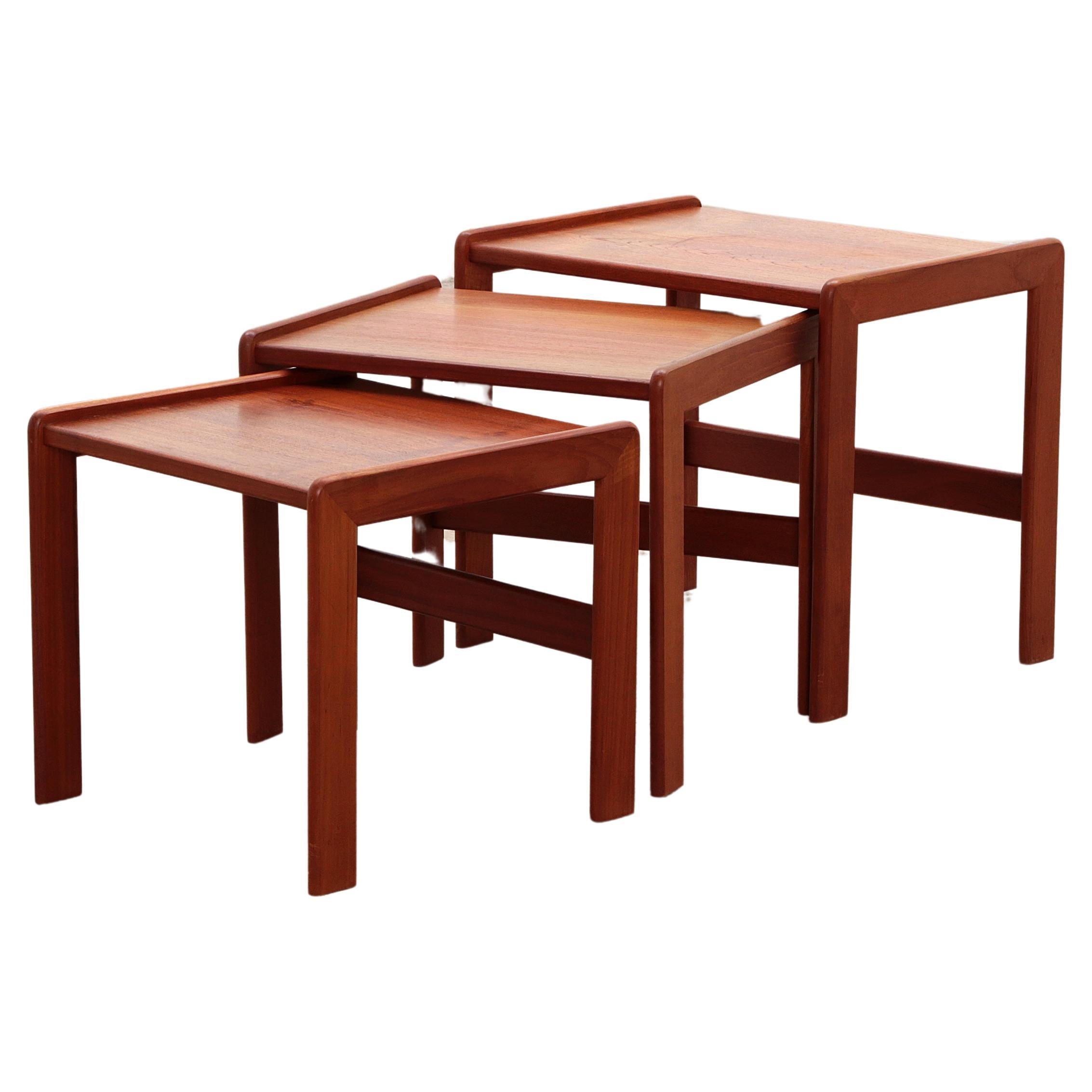 Vintage Scandinavian Teak Side Tables Set of 3, 1960 For Sale at 1stDibs