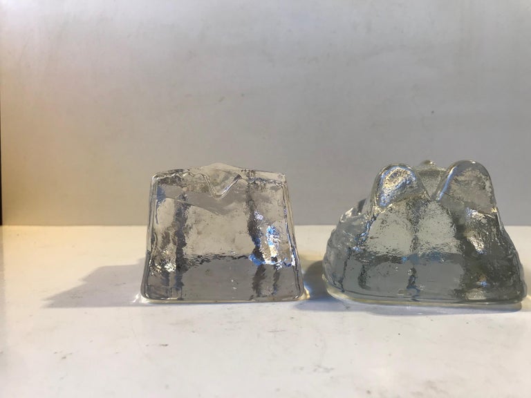 Vintage Scandinavian Troll Figurines, Bookends in Ice Glass by Bergdala ...