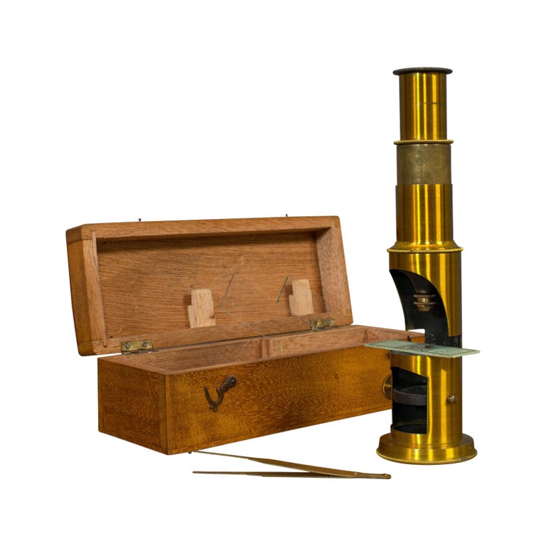 Vintage Scientist's Field Microscope, English, Brass, Instrument, circa ...