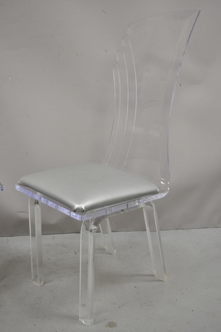 Vintage Sculptural Lucite Tall Back Mid Century Dining Side Chairs, a ...