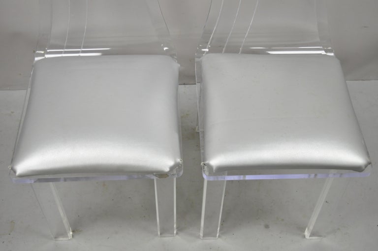 Vintage Sculptural Lucite Tall Back Mid Century Dining Side Chairs, a ...