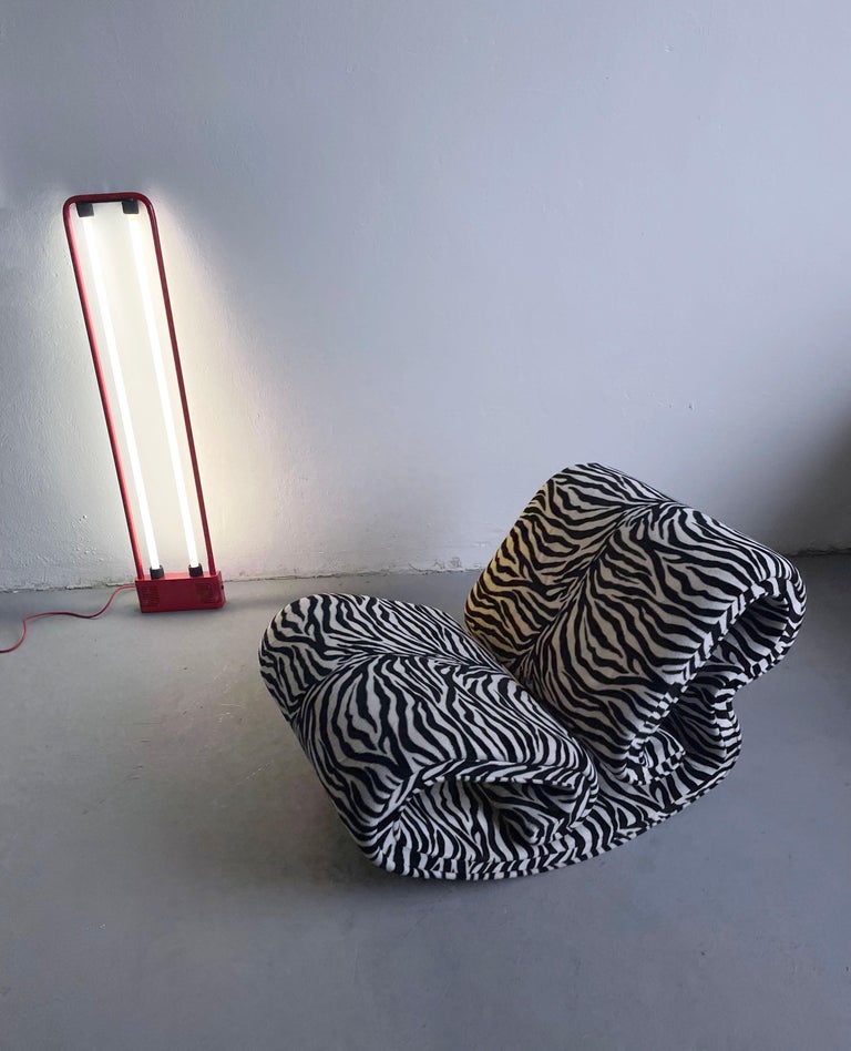 Vintage Sculptural Organic Shape Lounge Chair in Zebra Fabric, C1970s ...